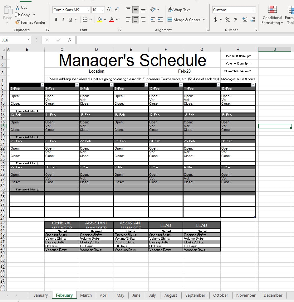 Business Manager Schedule - Etsy