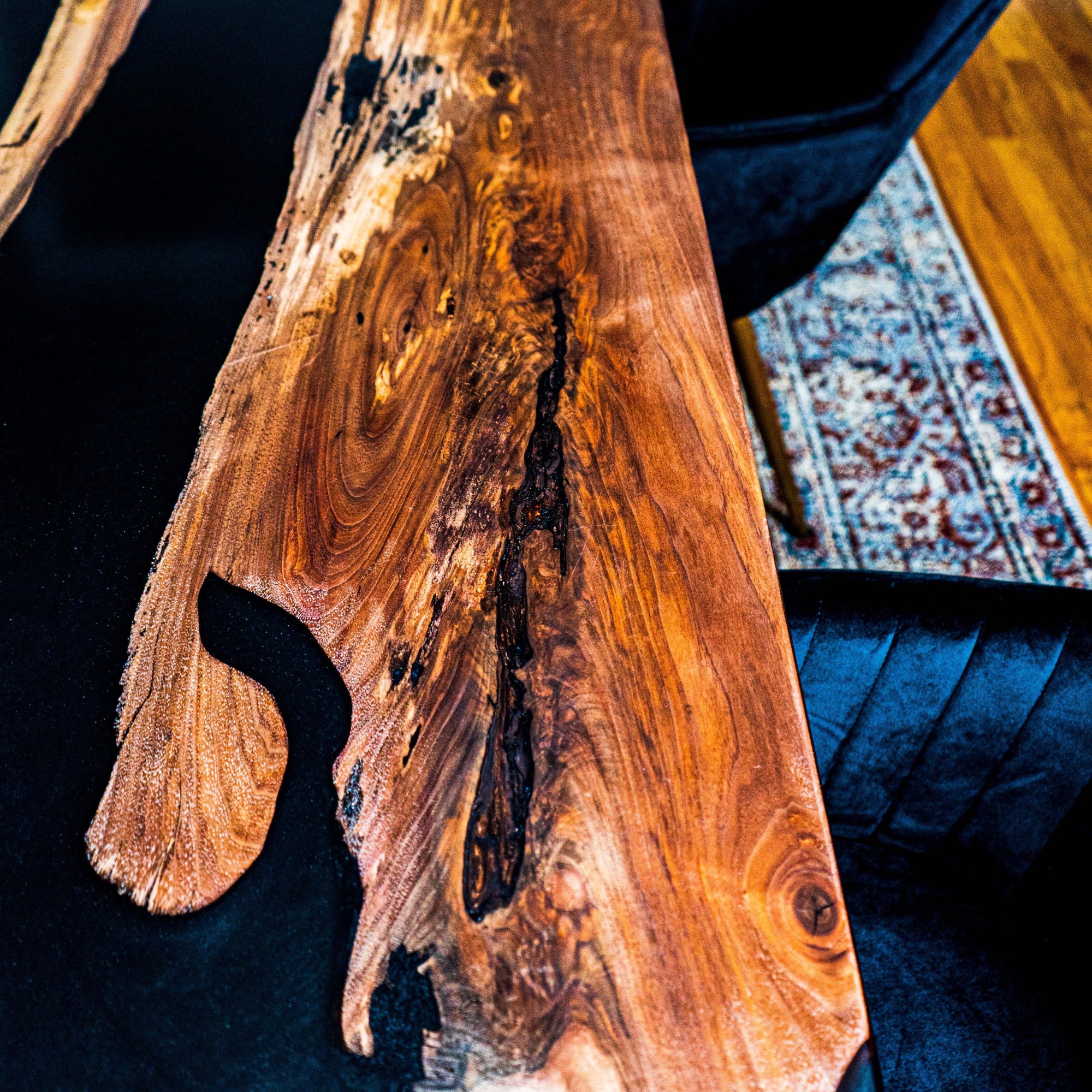 Walnut Epoxy River Table, Custom 90 X 48 Unique Walnut Table, Black ...