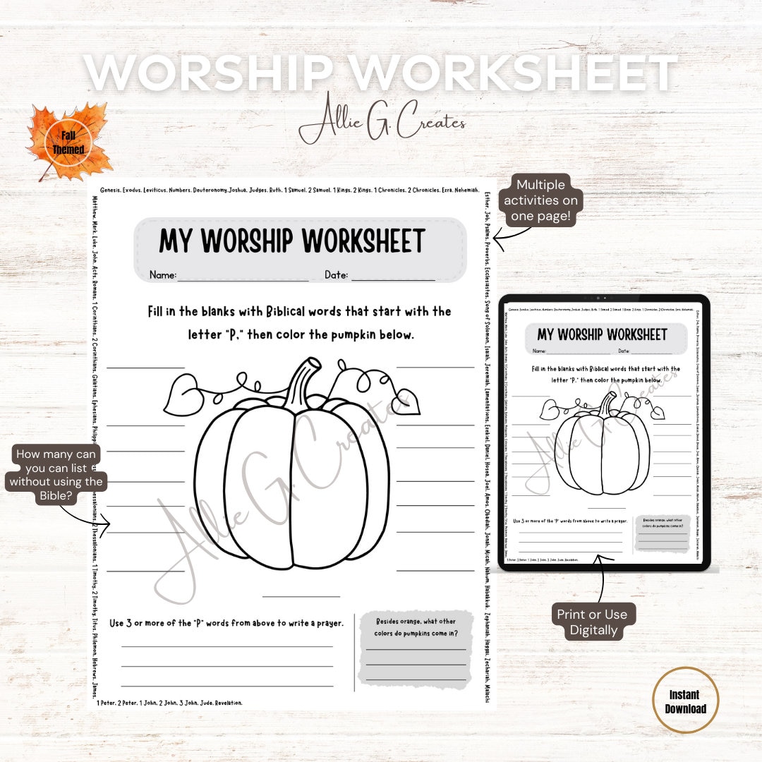 Worship Worksheet, Sermon Notes for Kids, Kids Bible Study Notes ...