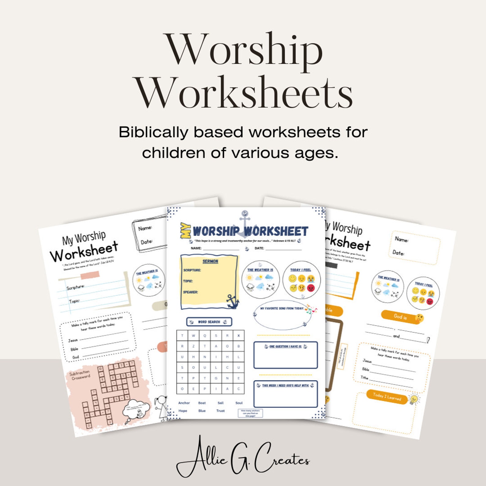 Worship Worksheet, Sermon Notes for Kids, Kids Bible Study Notes ...