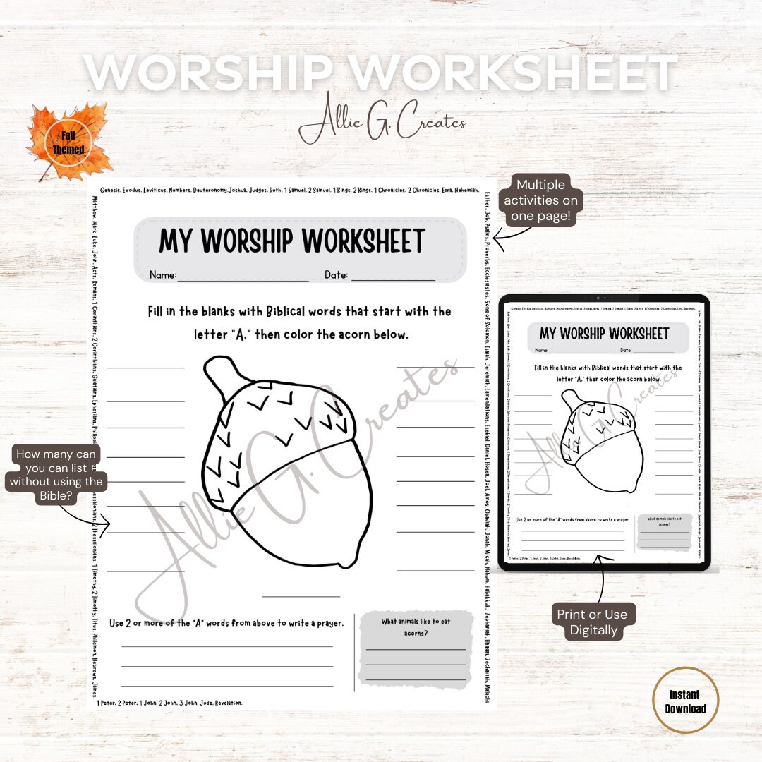 Worship Worksheet, Sermon Notes for Kids, Kids Bible Study Notes ...