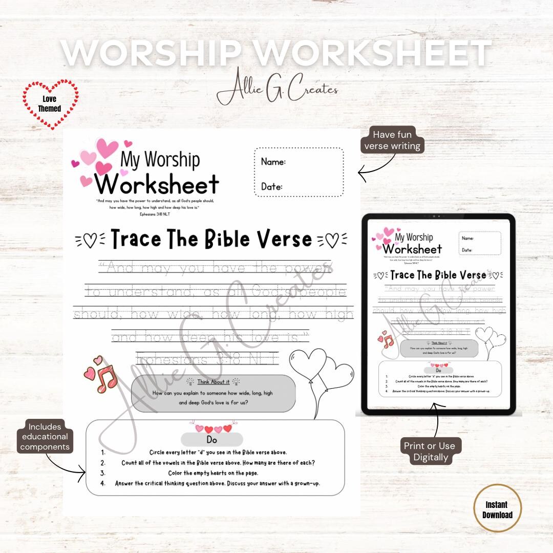 Scripture Trace, Worship Worksheet, Kids Sermon Notes, Church Activity ...