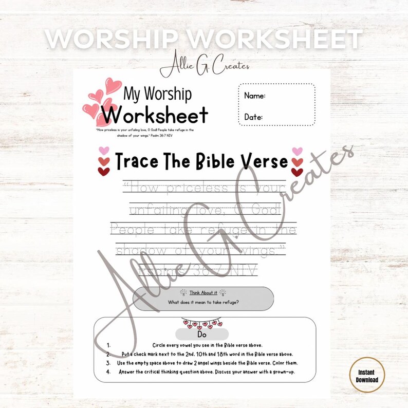 Scripture Trace, Worship Worksheet, Kids Sermon Notes, Church Activity ...