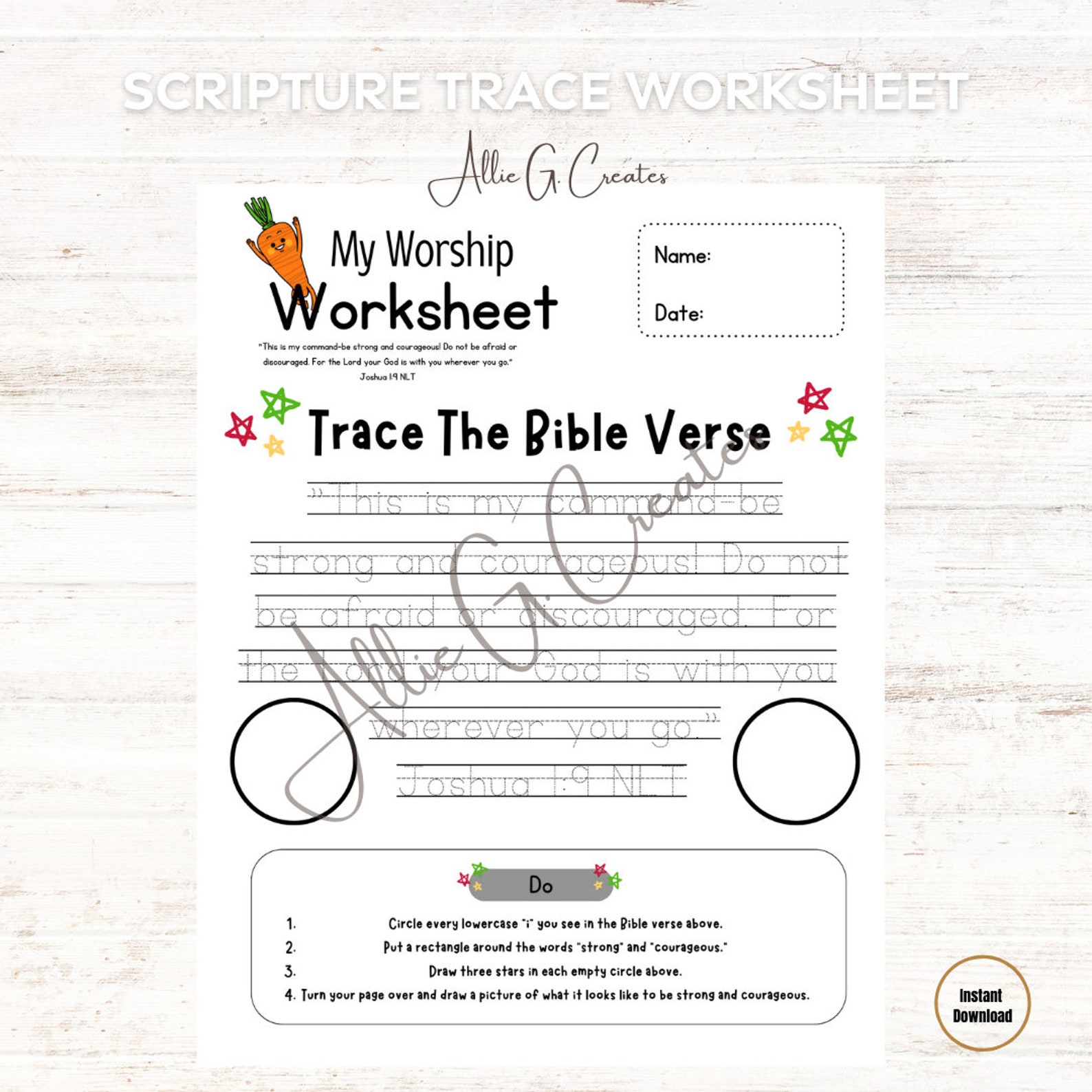 Scripture Trace, Memory Verse Trace, Worship Worksheet, Worship Notes ...