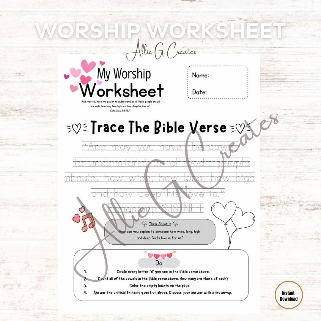 Scripture Trace, Worship Worksheet, Kids Sermon Notes, Church Activity ...