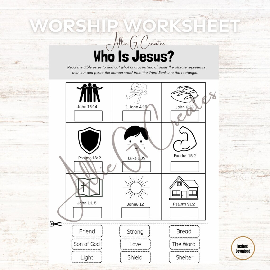 Matching, Cut & Paste, Sunday School, Children's Church, Worship ...