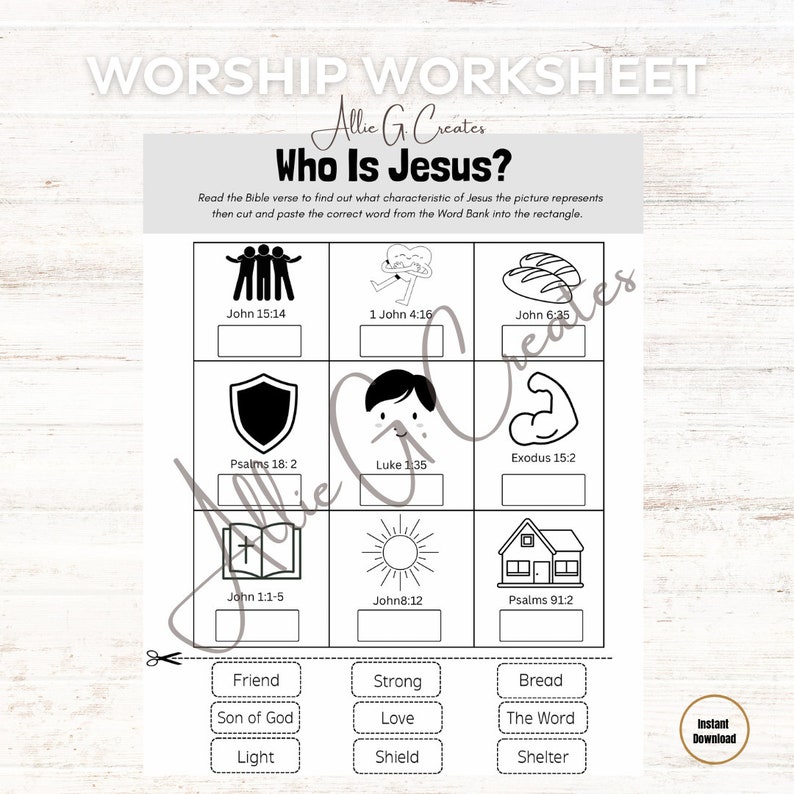 Matching, Cut & Paste, Sunday School, Children's Church, Worship ...