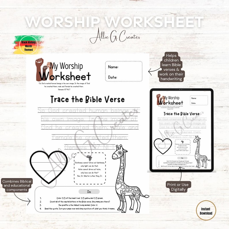Scripture Trace, Worship Worksheet, Kids Sermon Notes, Church Activity ...