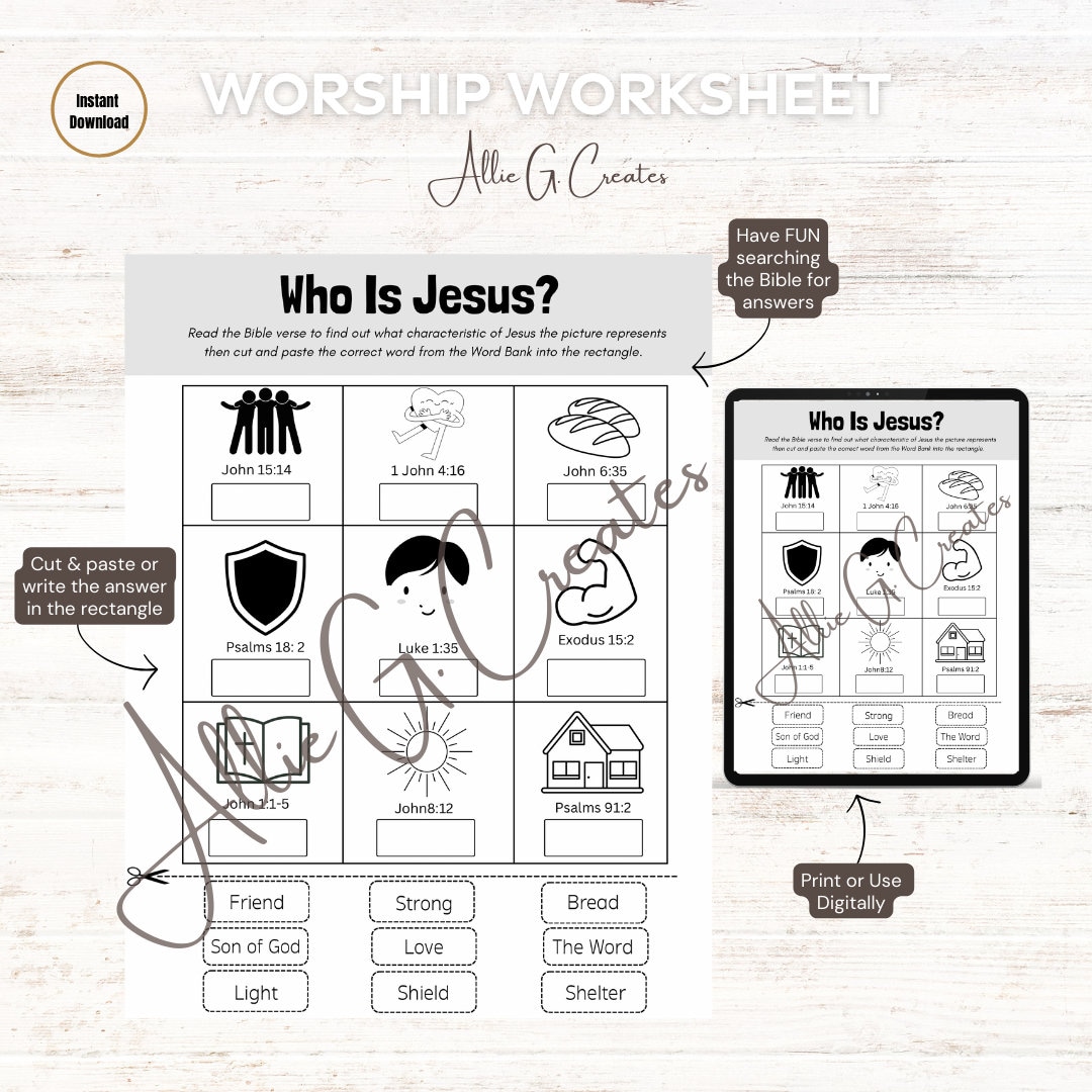 Matching, Cut & Paste, Sunday School, Children's Church, Worship ...