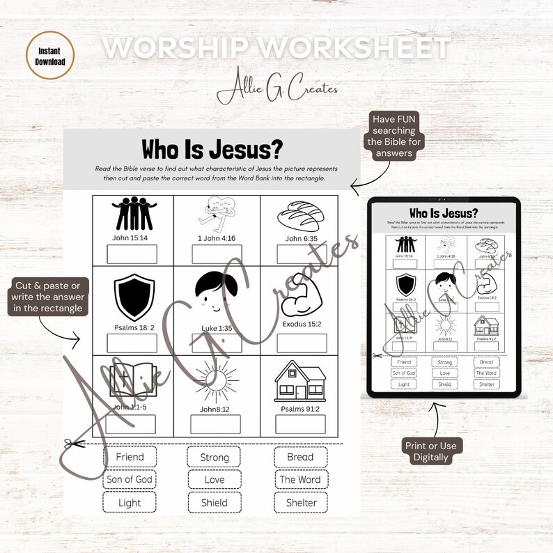 Matching, Cut & Paste, Sunday School, Children's Church, Worship ...