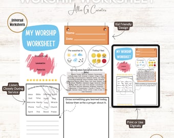 Worship Worksheet, Sermon Notes for Kids, Kids Bible Study Notes ...