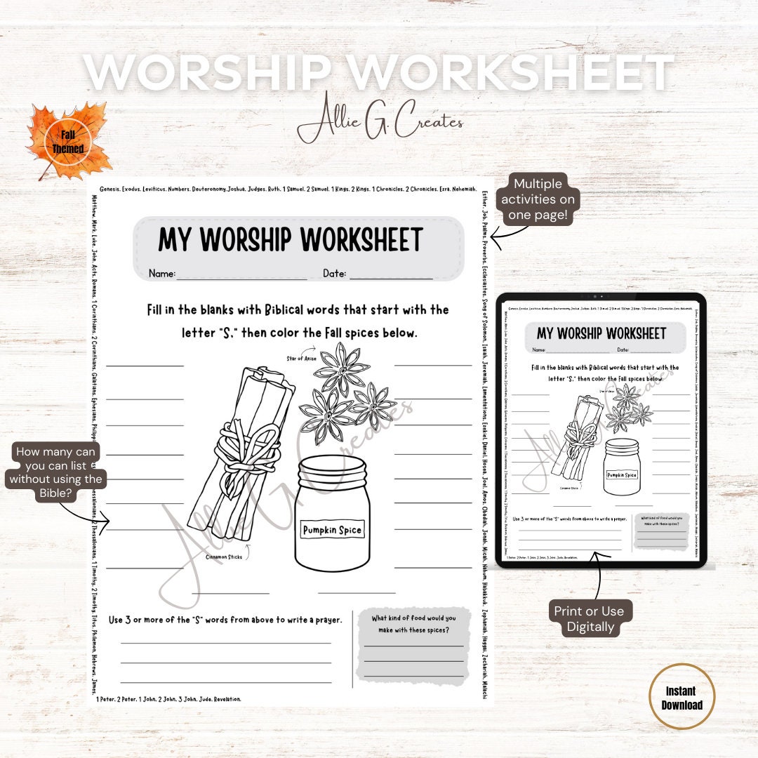 Worship Worksheet, Sermon Notes for Kids, Kids Bible Study Notes ...