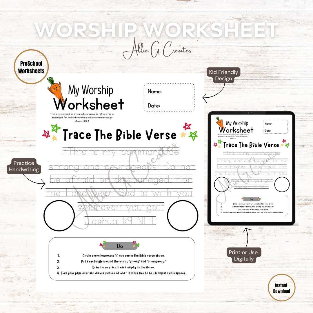 Scripture Trace, Memory Verse Trace, Worship Worksheet, Worship Notes ...