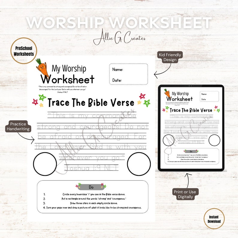 Scripture Trace, Memory Verse Trace, Worship Worksheet, Worship Notes ...