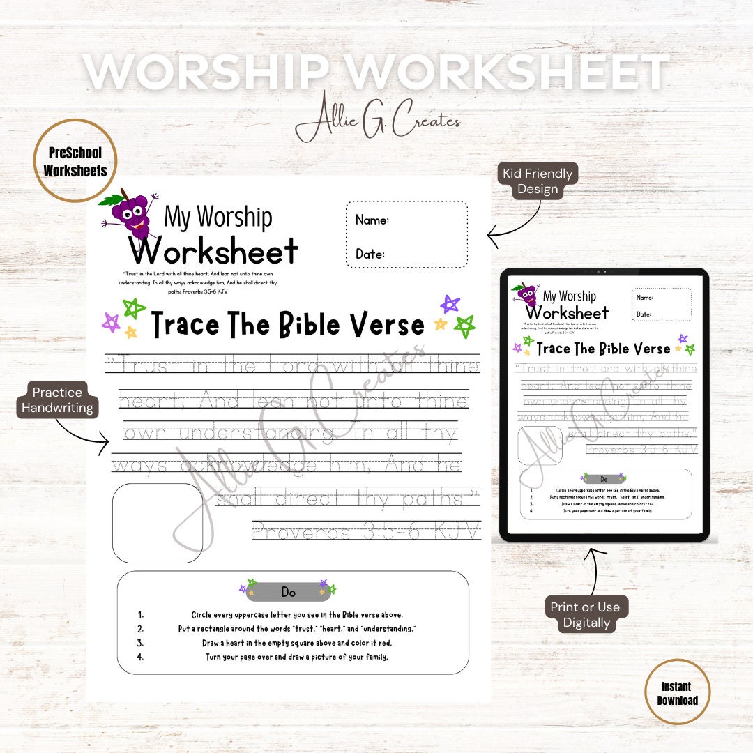 Scripture Trace, Worship Worksheet, Kids Sermon Notes, Church Activity ...