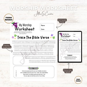 Scripture Trace, Worship Worksheet, Kids Sermon Notes, Church Activity ...