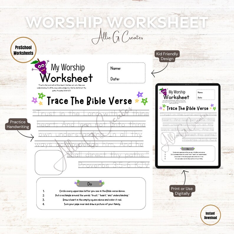 Scripture Trace, Worship Worksheet, Kids Sermon Notes, Church Activity ...