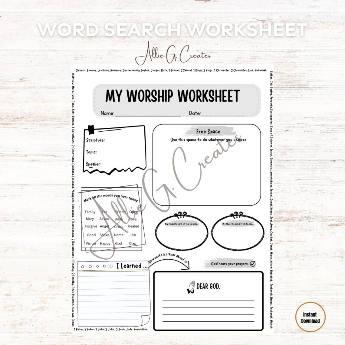 Worship Worksheet, Sermon Notes for Kids, Kids Bible Study Notes ...