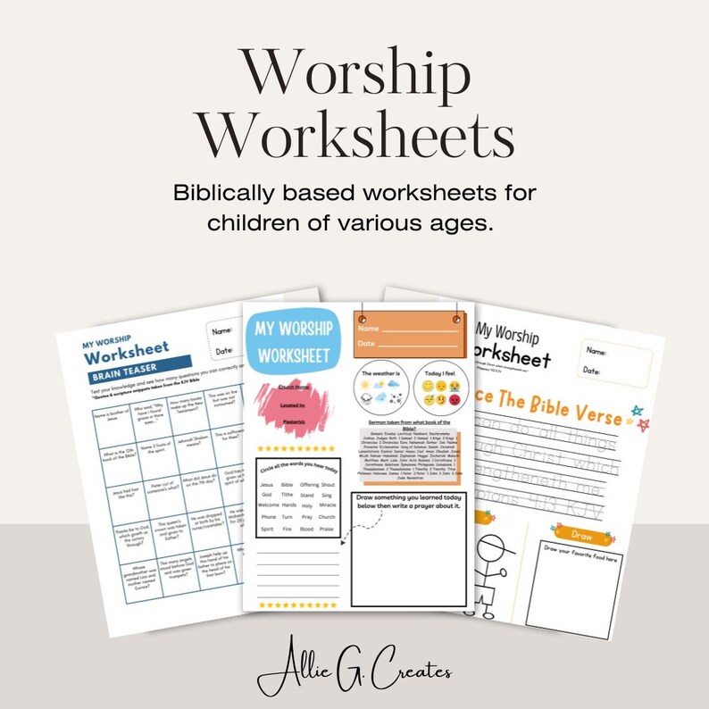 Worship Worksheet, Sermon Notes for Kids, Kids Bible Study Notes ...