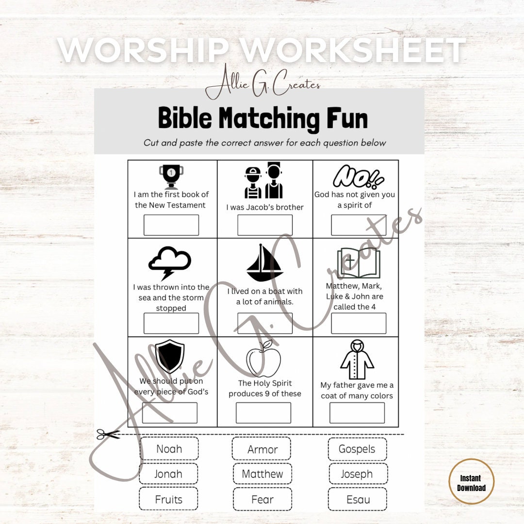 Matching, Cut & Paste, Church Activity, Children's Church, Worship ...