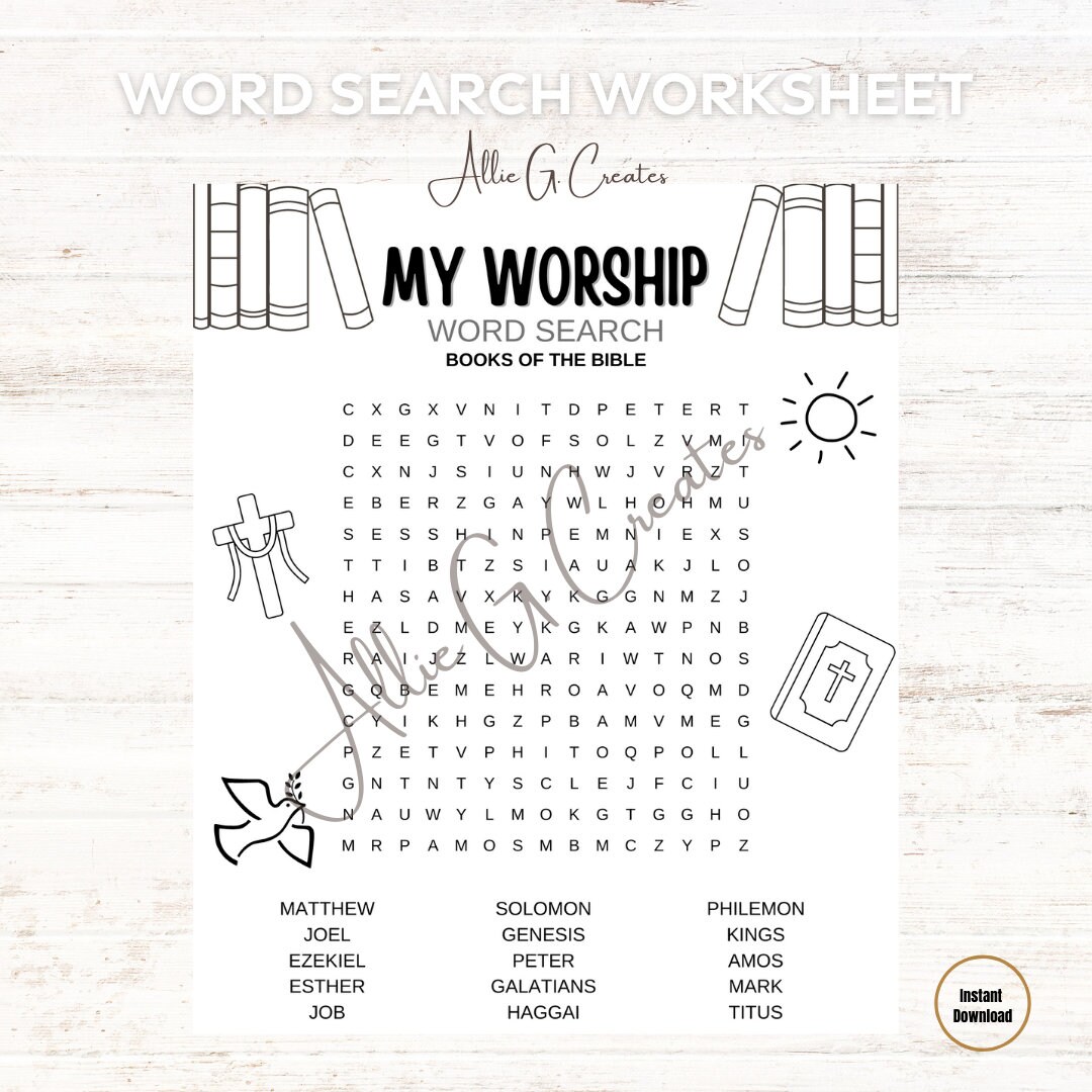 Word Search, Worship Worksheet, Sermon Notes for Kids, Kids Bible Study ...