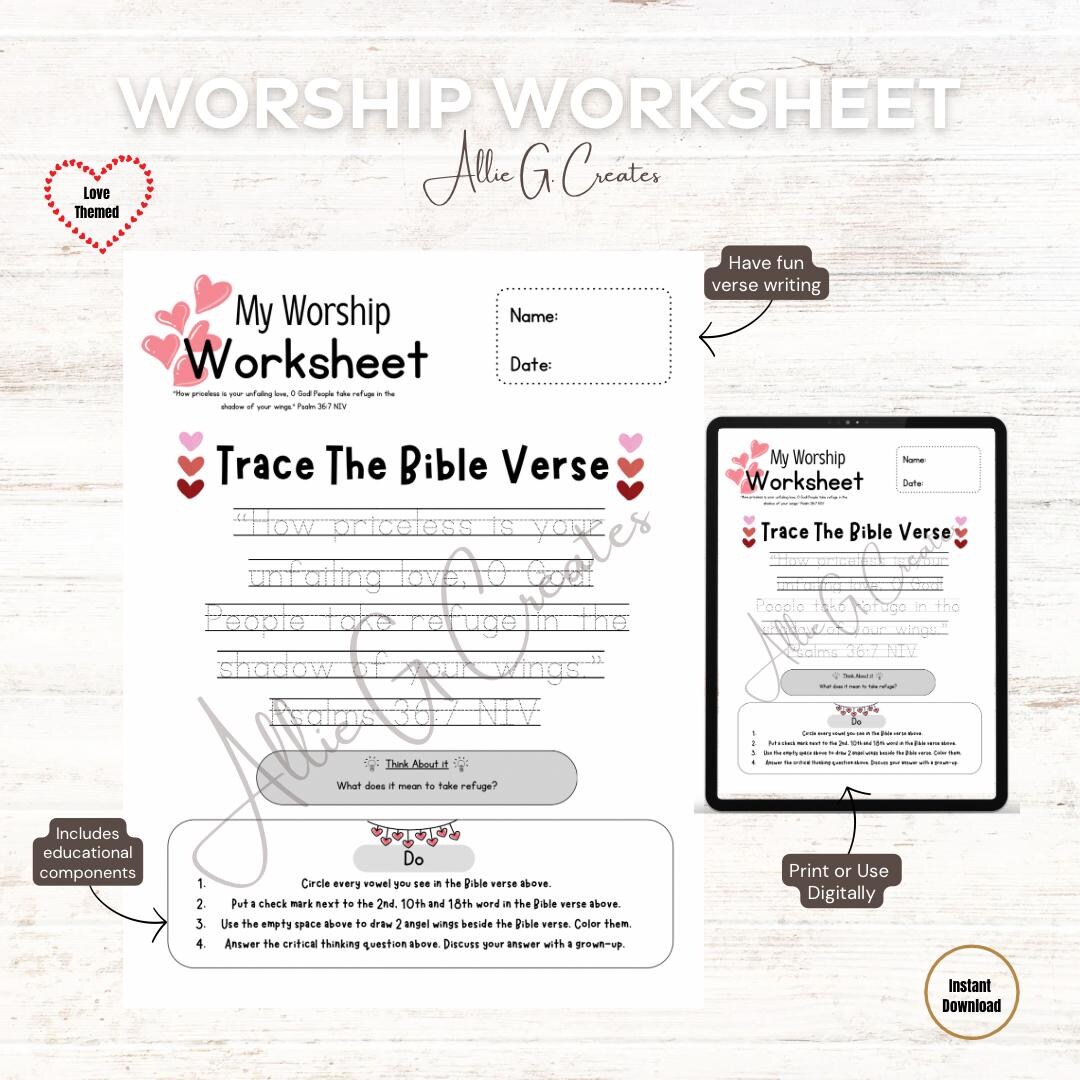 Scripture Trace, Worship Worksheet, Kids Sermon Notes, Church Activity ...