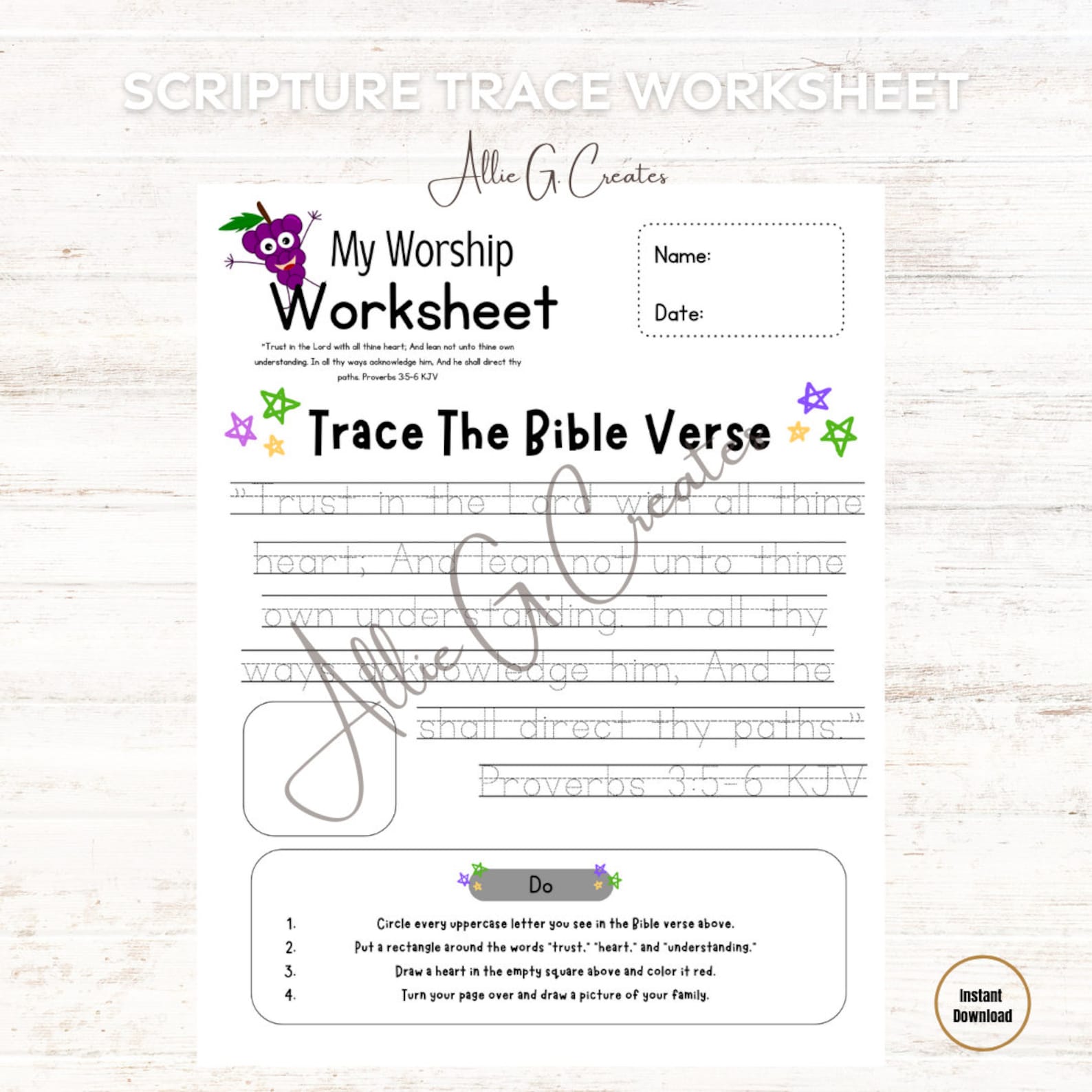 Scripture Trace, Worship Worksheet, Kids Sermon Notes, Church Activity ...