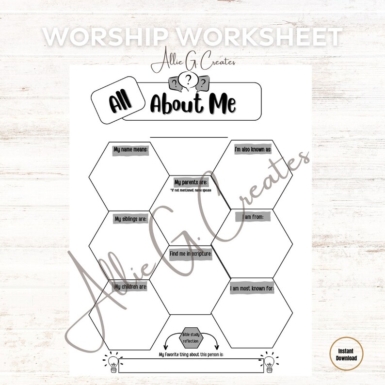About Me Worksheet, Bible Study Worksheet, Children's Bible Study, All ...
