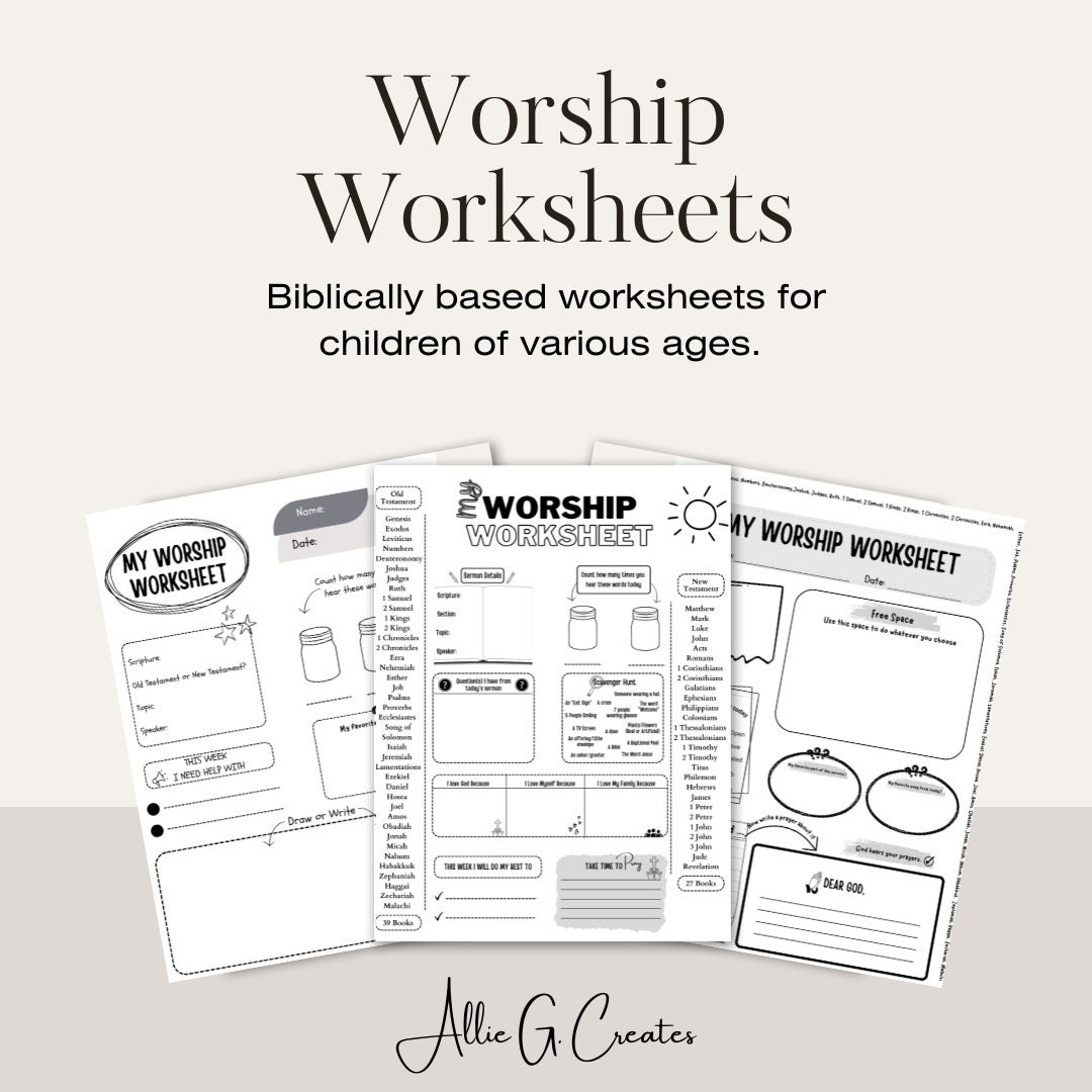 Worship Worksheet, Sermon Notes for Kids, Kids Bible Study Notes ...