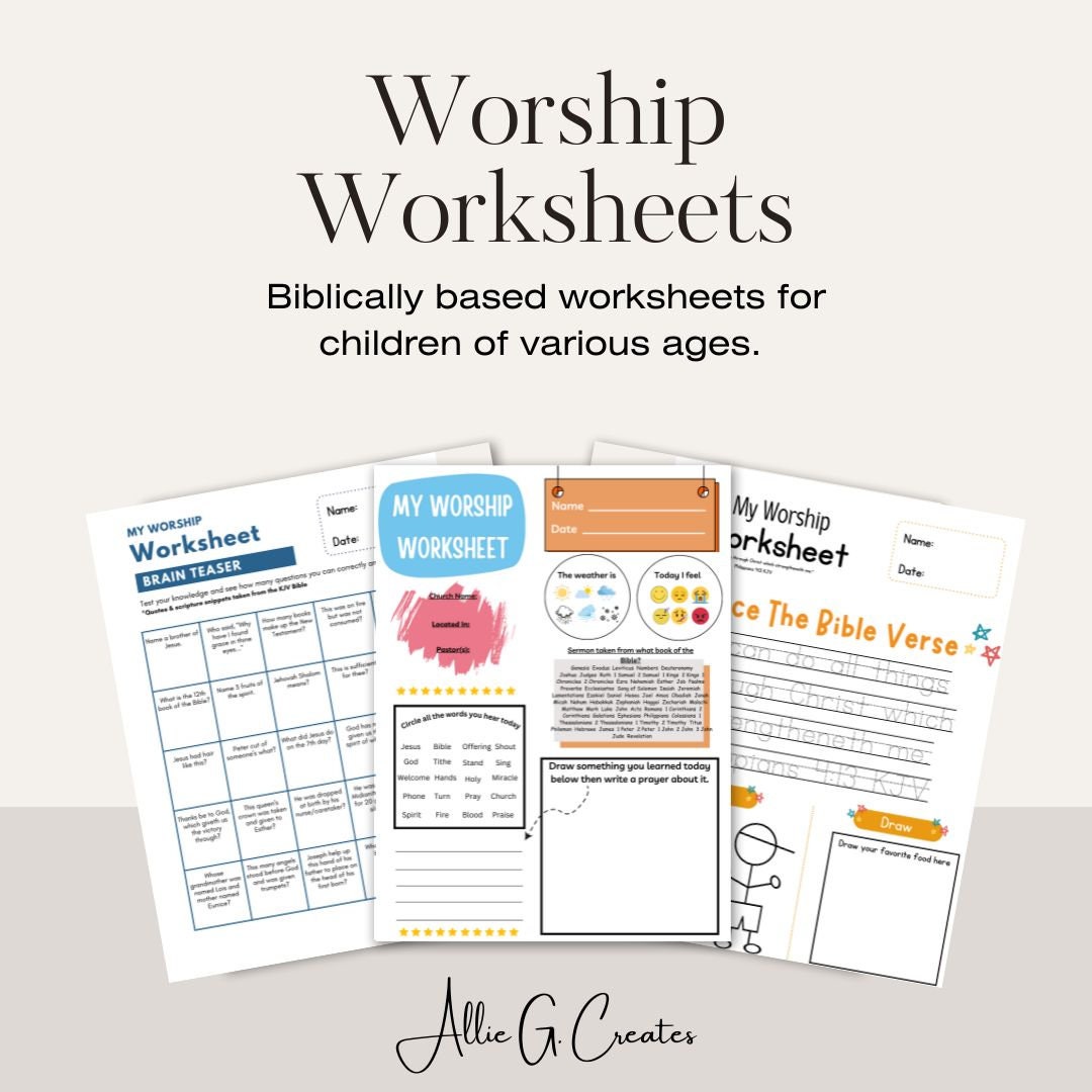 Worship Worksheet, Sermon Notes, Kids Sermon Notes, Church Activity ...