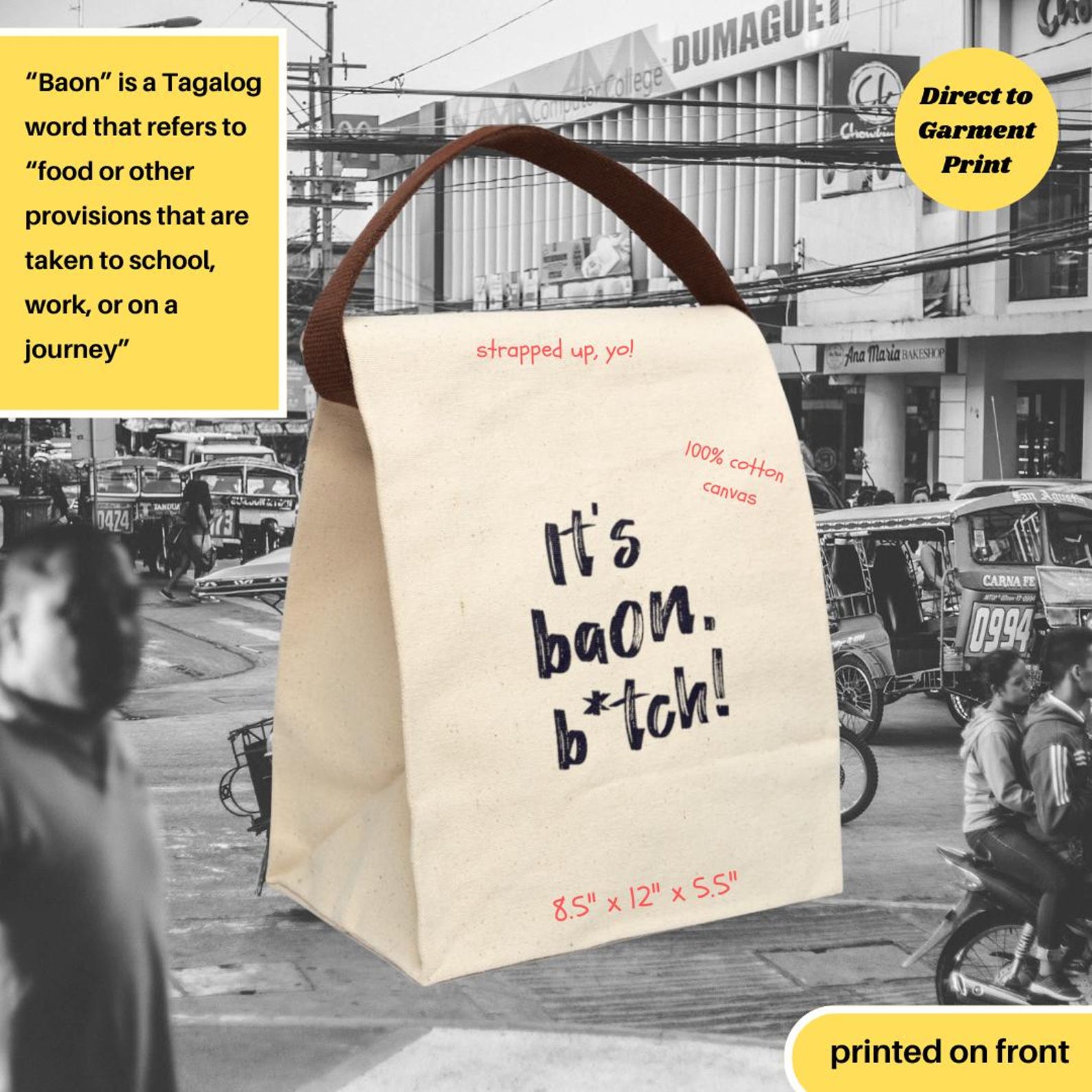 Funny Filipino Lunch Bag With Handle | Baon Parody Gift Asian Pride ...