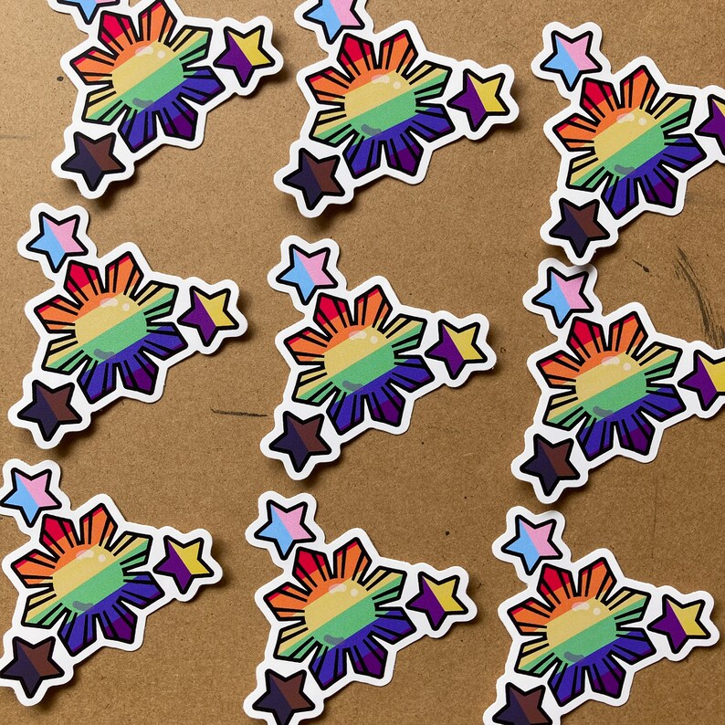 Filipino Gay Pride Sticker | LGBTQ Philippines Sun Stars Flag | Bakla ...