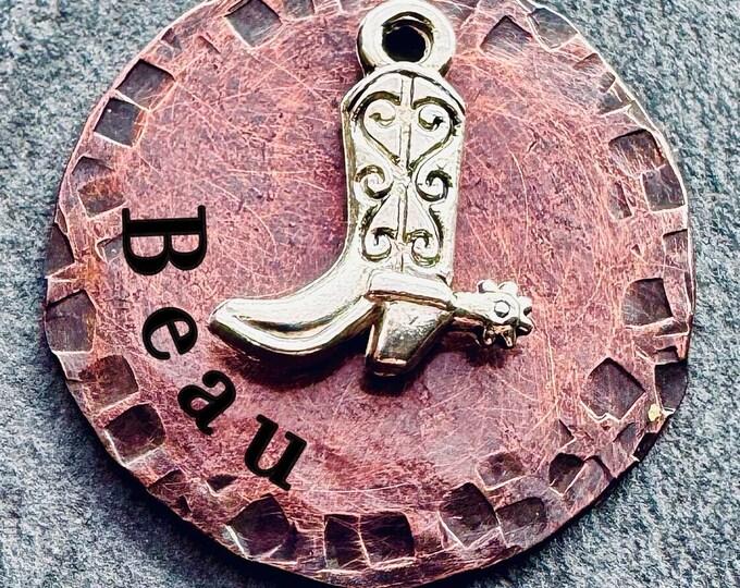 Custom Western Pet ID Tag Barbed Wire & Longhorn Name Tag Cowdog Name ...