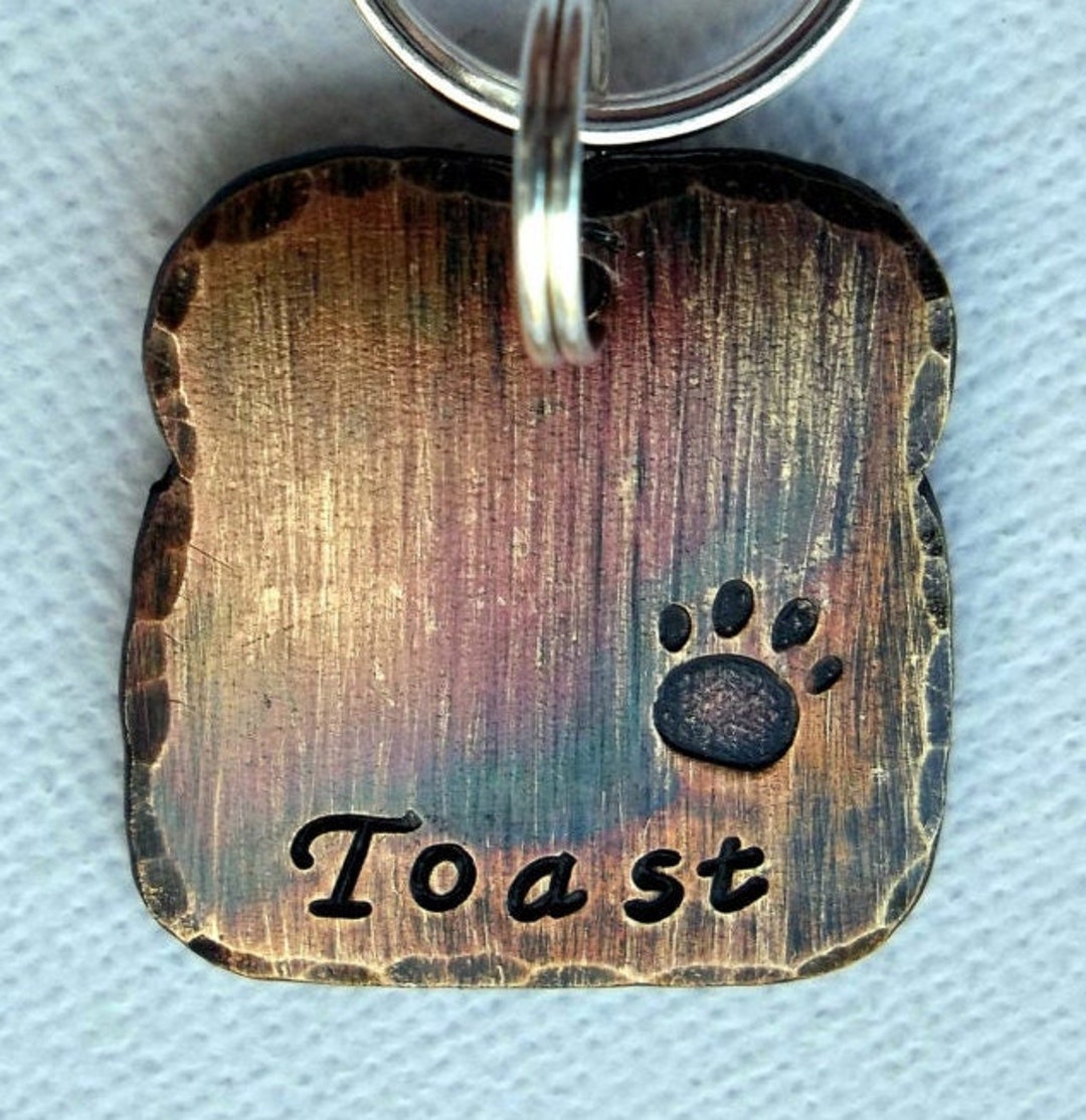 Pet ID Tag, Dog Tag, Toast Dog Tag, Food Pet Tag, Dog Collar Tag ...