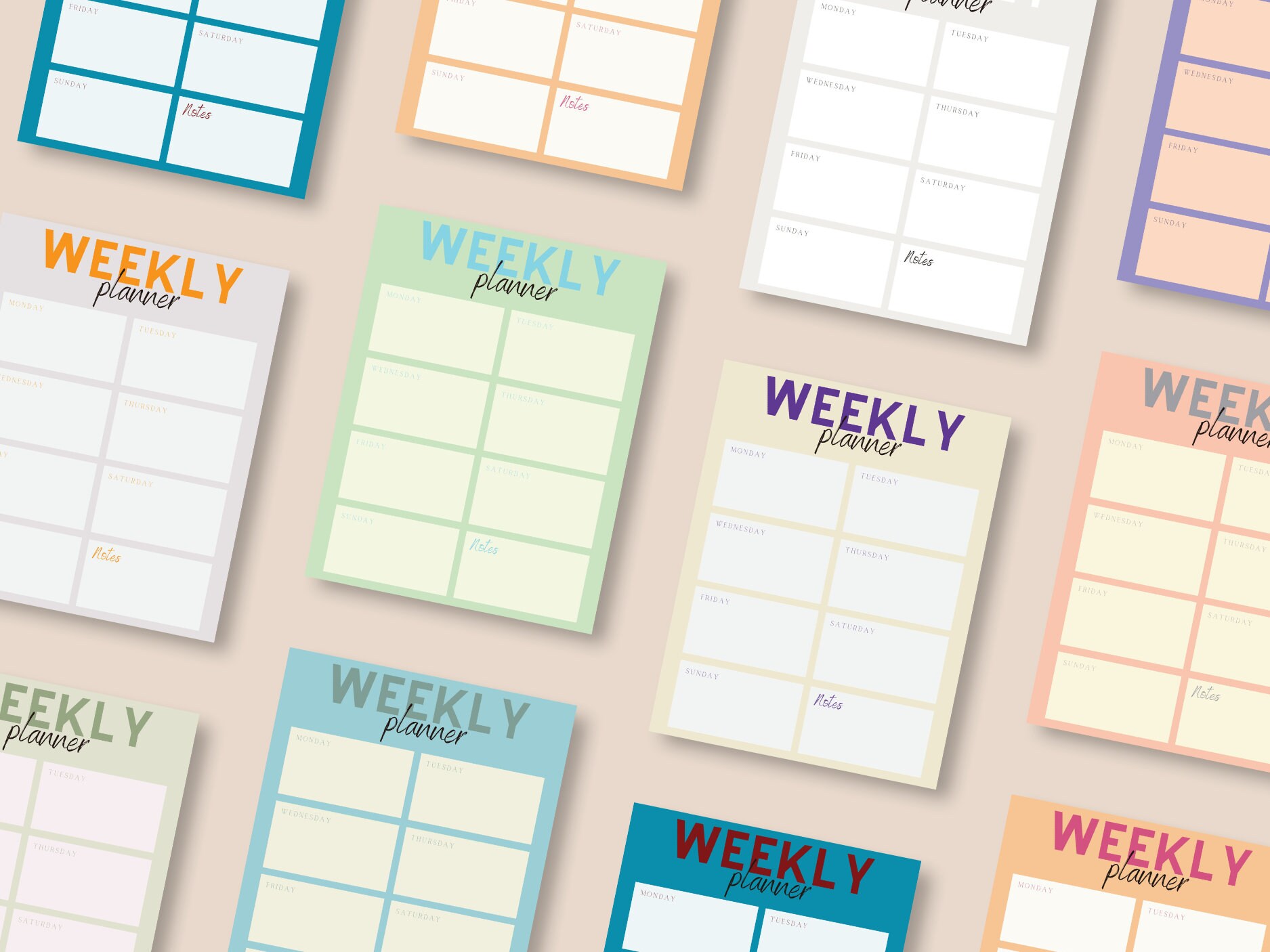 Printable Weekly Planner, Colorful Planner, 10-color Scheme, Organizer ...