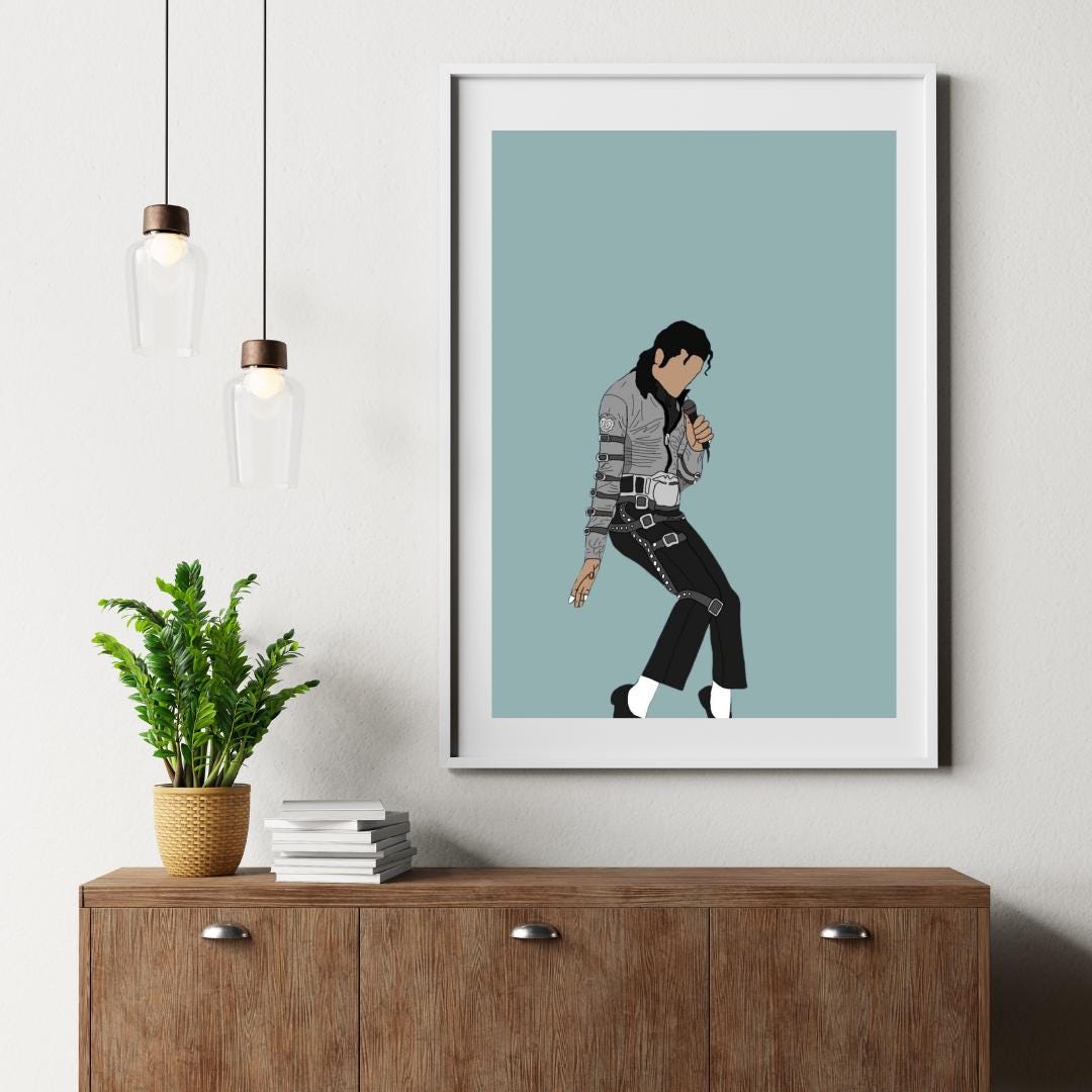 Michael Jackson Print Printable Wall Art Portre Illustration Wall Decor ...