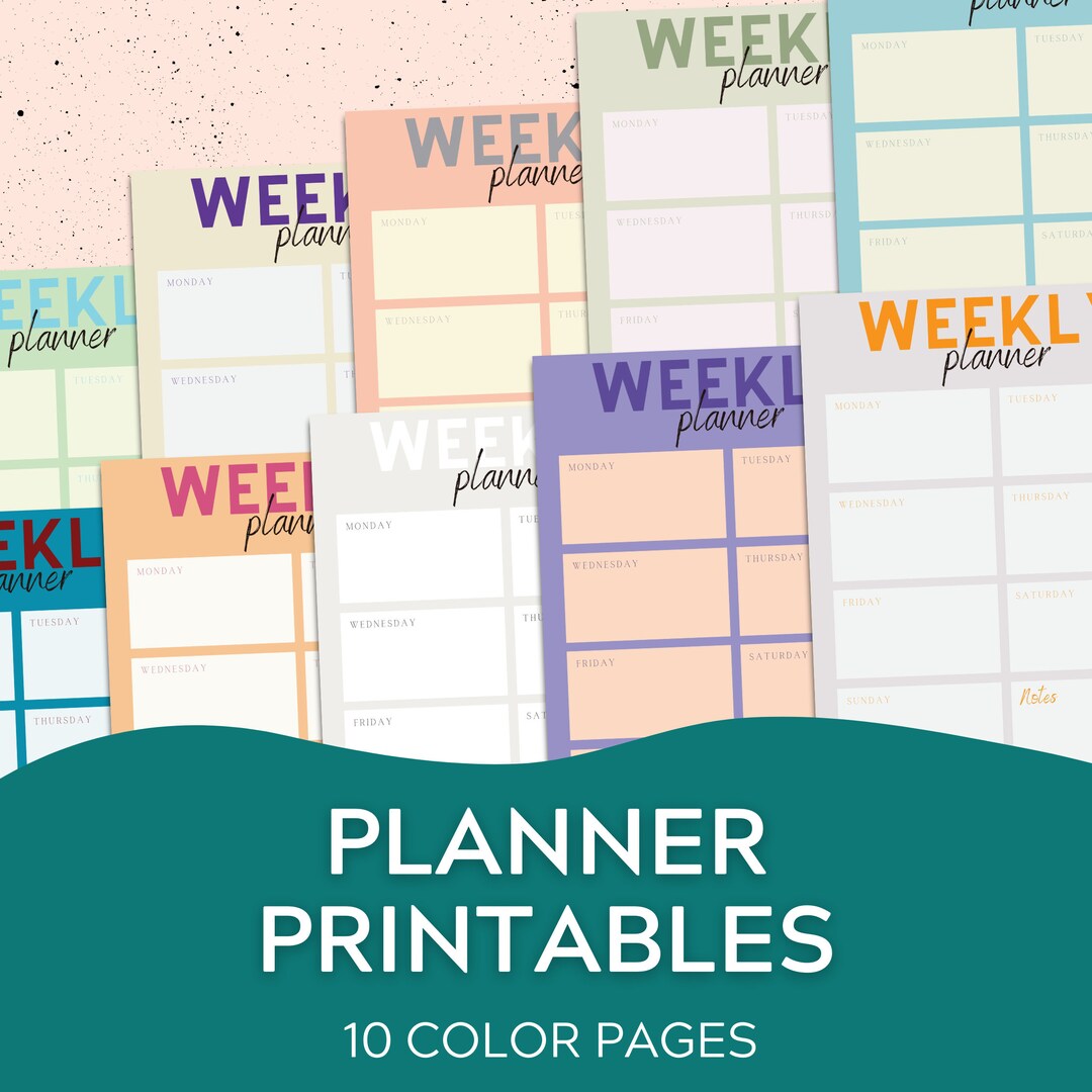 Printable Weekly Planner, Colorful Planner, 10-color Scheme, Organizer ...