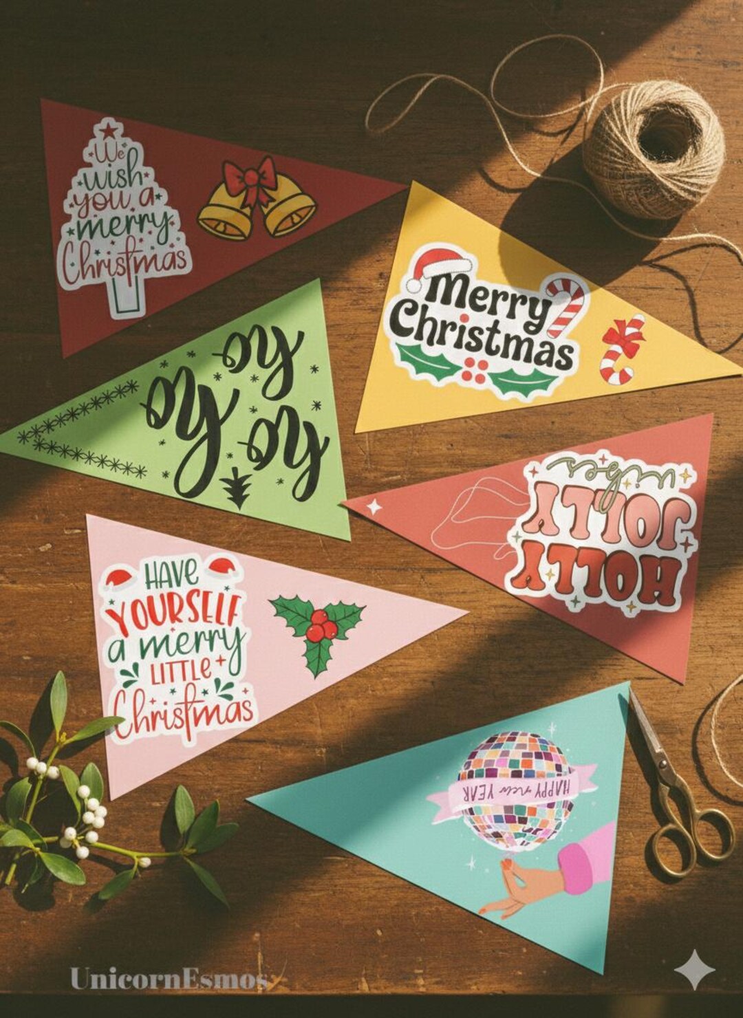 Printable Christmas Party Pennant Flags – 6 Digital Printable Banners ...