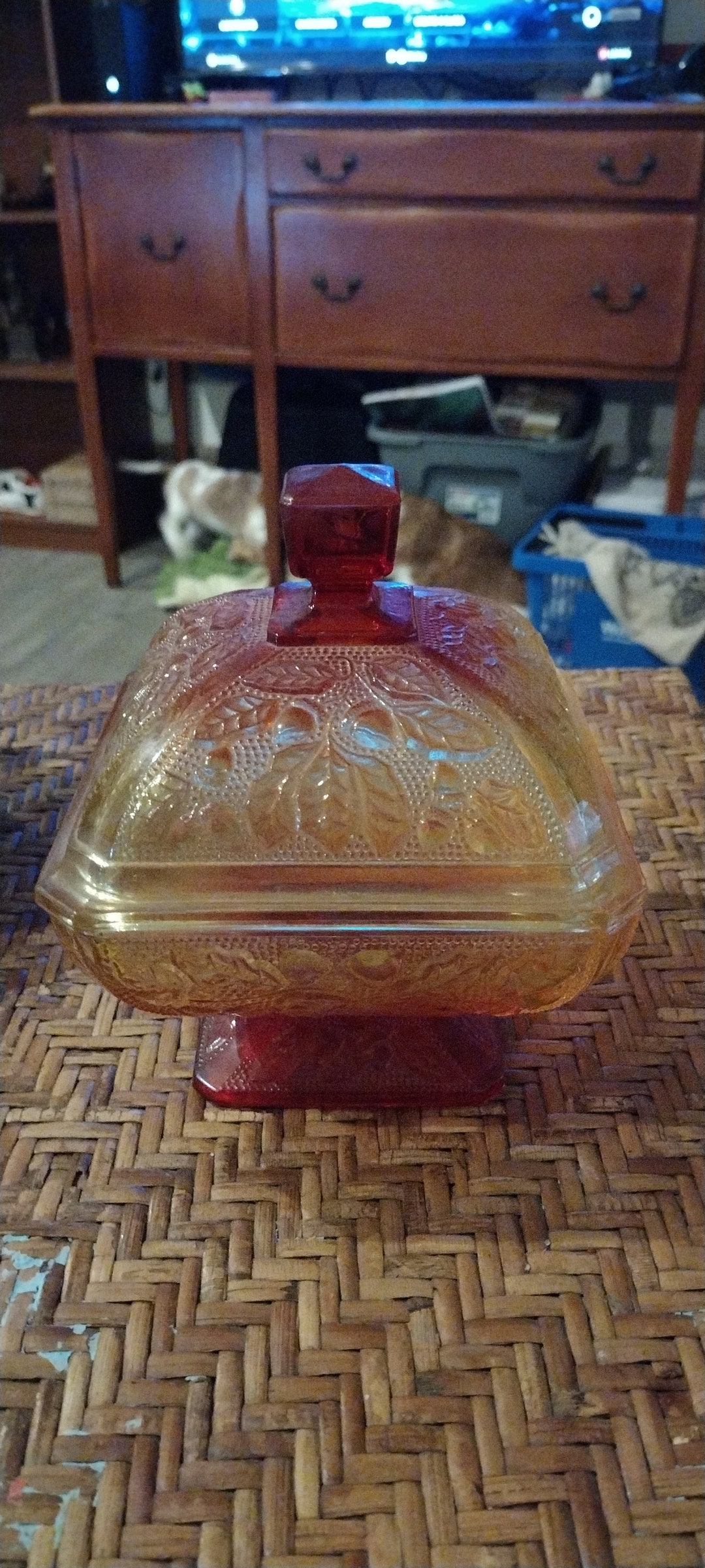 Vintage Amberina Candy Dish With Lid - Etsy