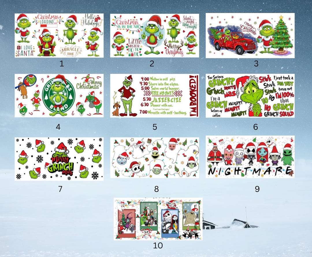 Grinch + Nightmare Before Christmas Libby Cup 16oz With UV DTF Sticker ...