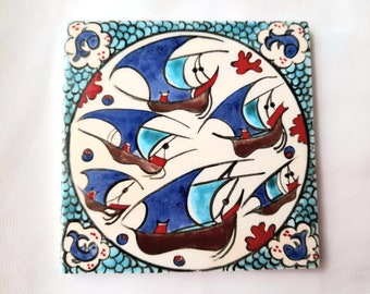 20 Cm, 7.9 Iznik Style Ceramic Tile With Floral Scroll Motifs ...