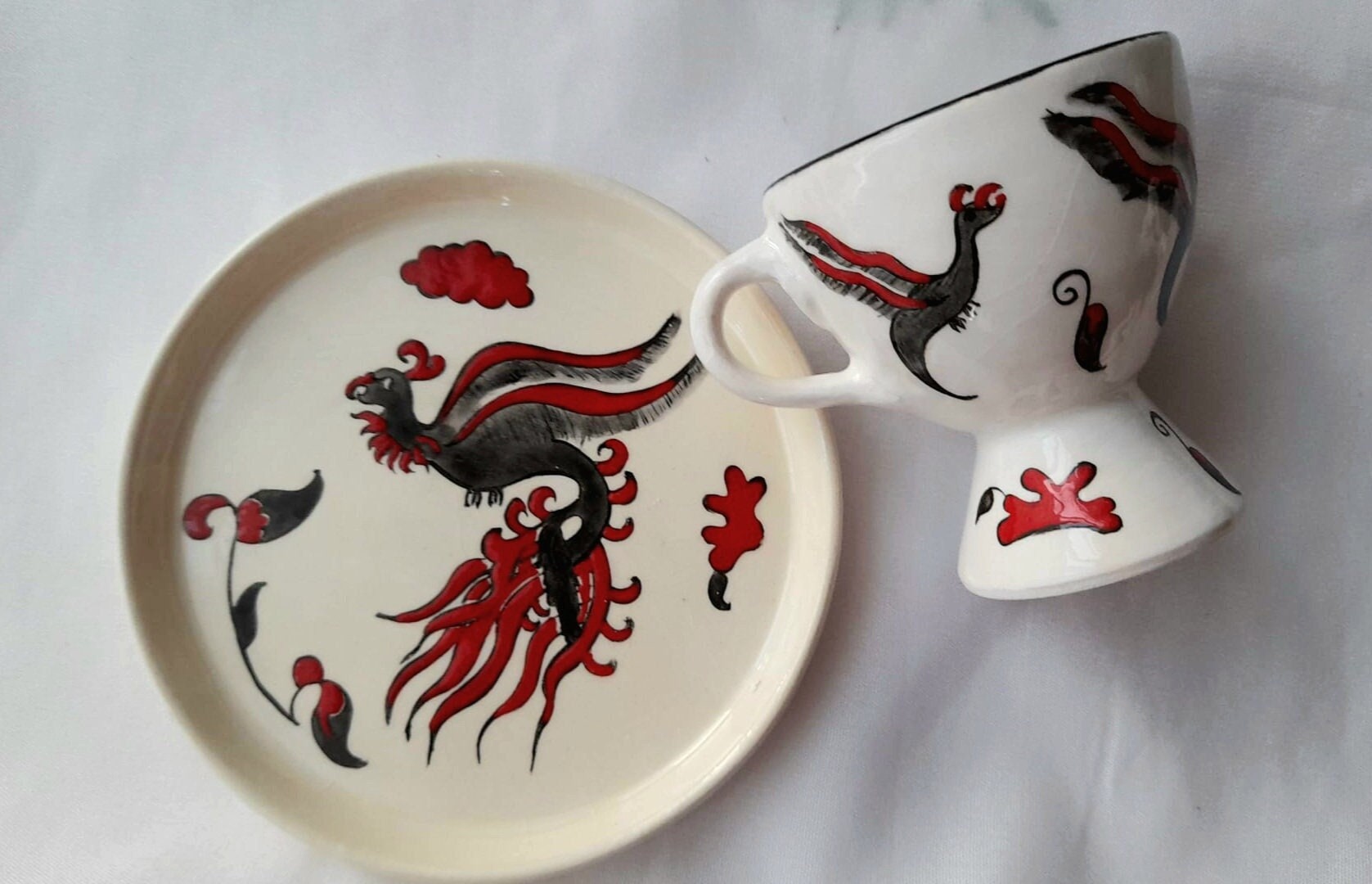 Exquisite Iznik Style Ceramic Coffee / Espresso Cup Set With Dragon ...