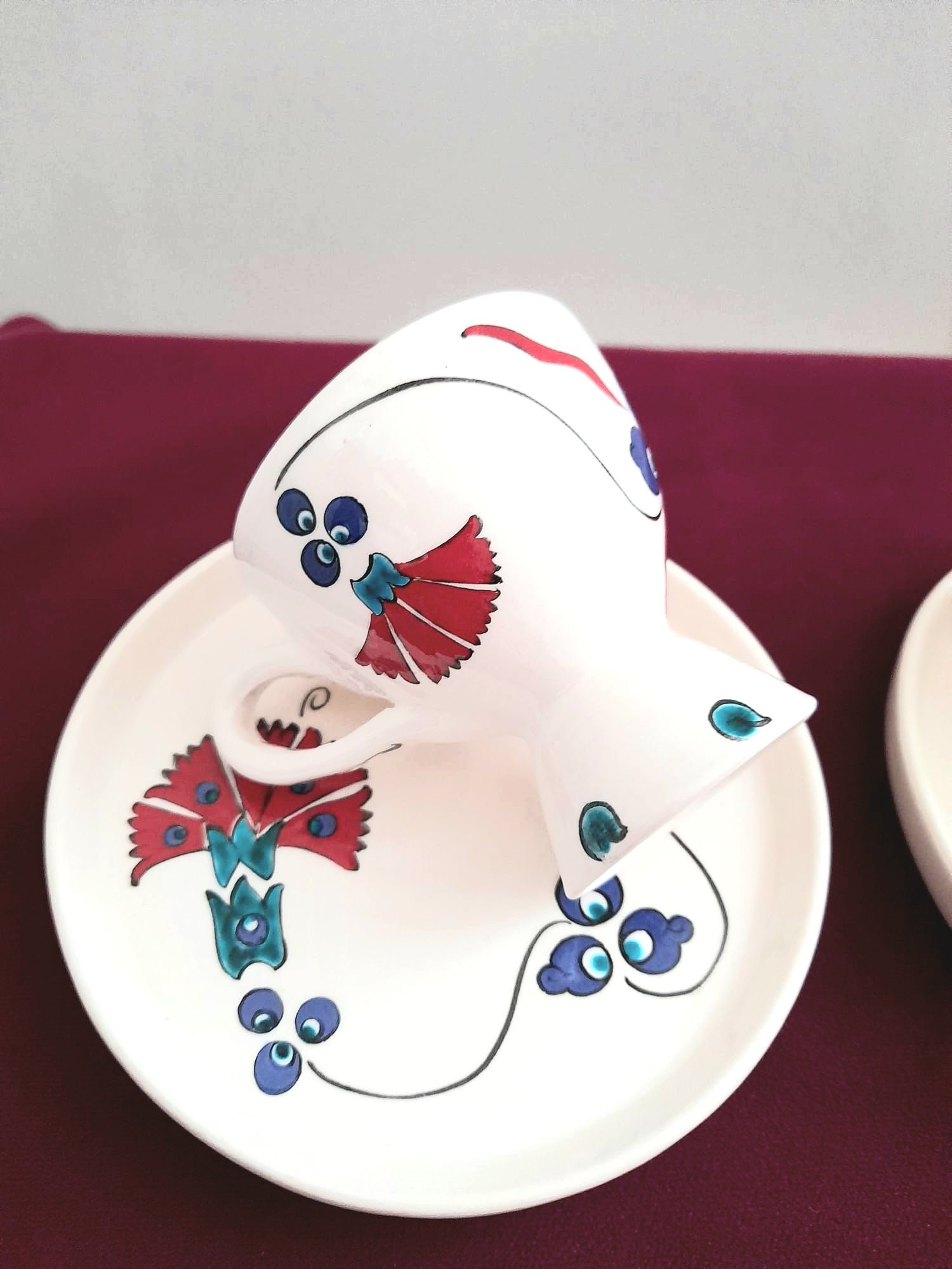 Set of 2 , Exquisite Iznik Style Ceramic Coffee / Espresso Cup With ...