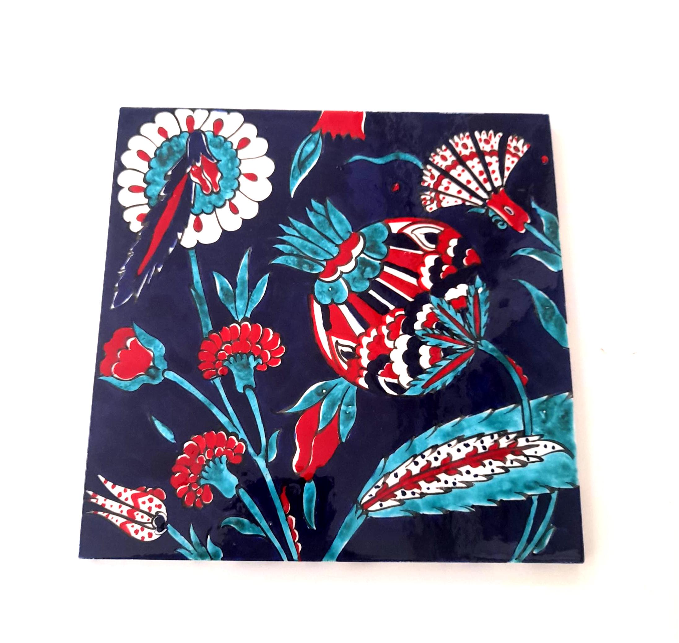 Exquisite Iznik Style Ceramic Tile Scroll Motifs - Handpainted Turkish ...