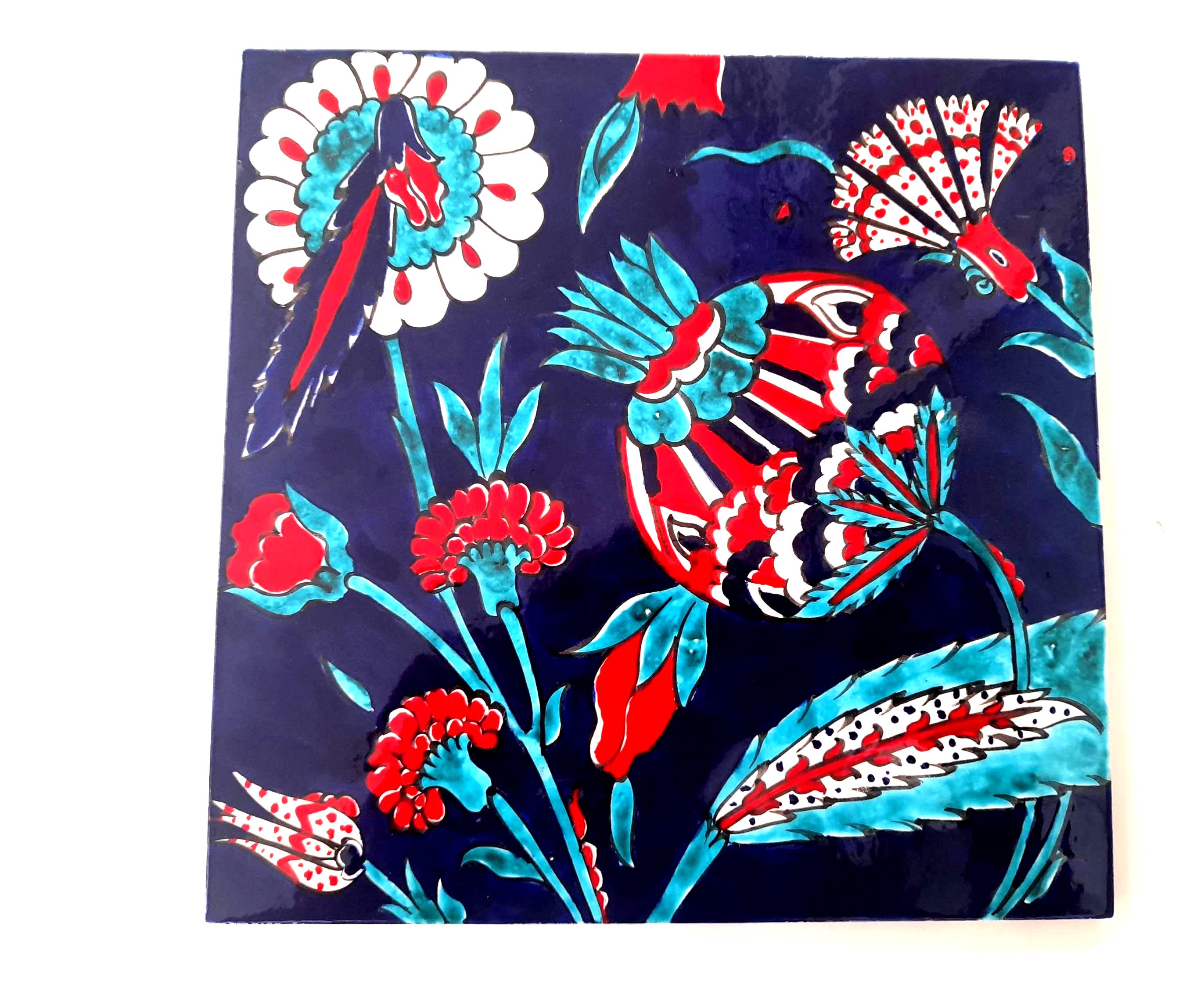 Exquisite Iznik Style Ceramic Tile Scroll Motifs - Handpainted Turkish ...