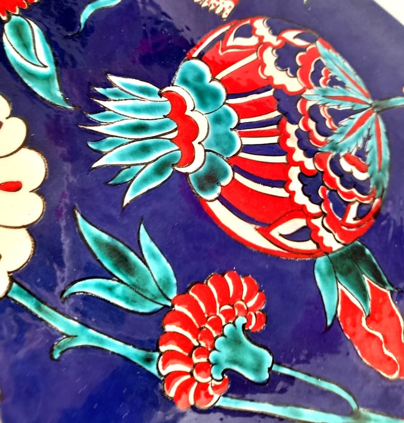 Intricate Handpainted Iznik Style Wall Tiles: Pomegranate Fruits and ...