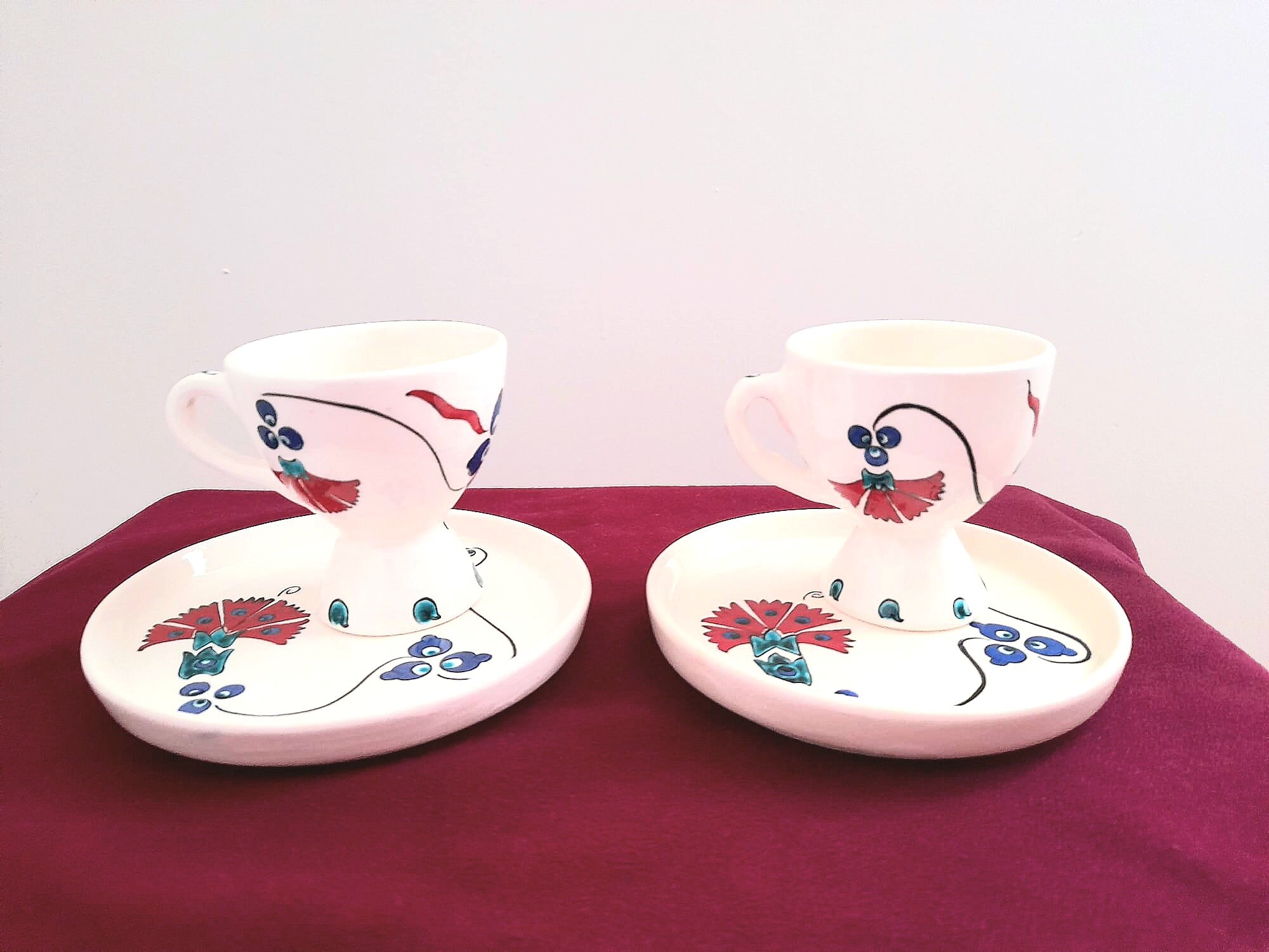 Set of 2 , Exquisite Iznik Style Ceramic Coffee / Espresso Cup With ...