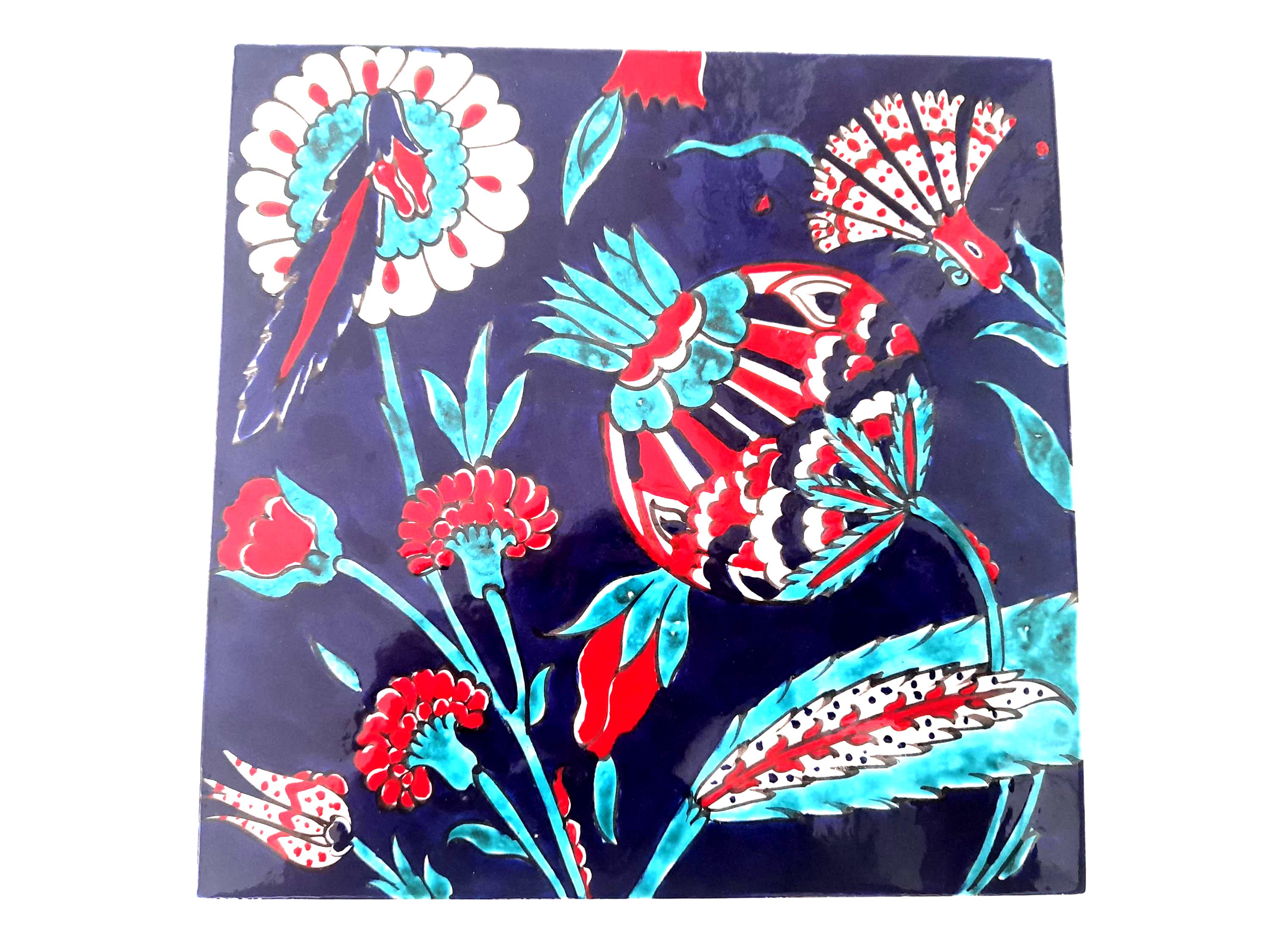 Exquisite Iznik Style Ceramic Tile Scroll Motifs - Handpainted Turkish ...