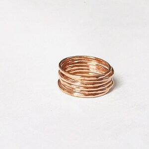 Minimalist Solid Copper Set of 6 Rings Textured Hammered - Etsy