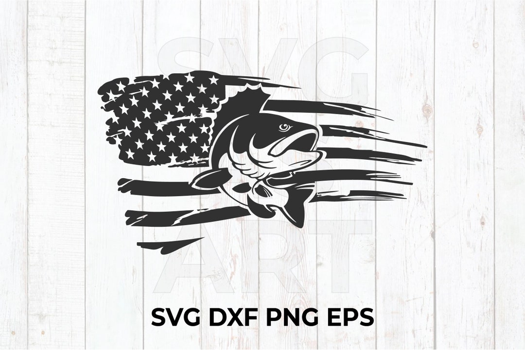 Fish USA Distressed Flag Fishing Design SVG Vector Cut File - Etsy
